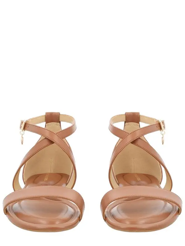Michael Kors Leather Strappy Ankle-wrap Flat Sandals - Brown