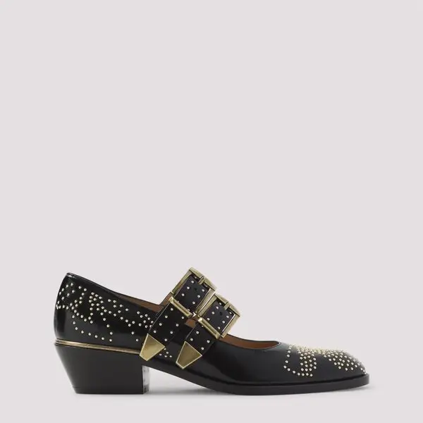 Chloé Susanna Buckled Leather Pumps - Black