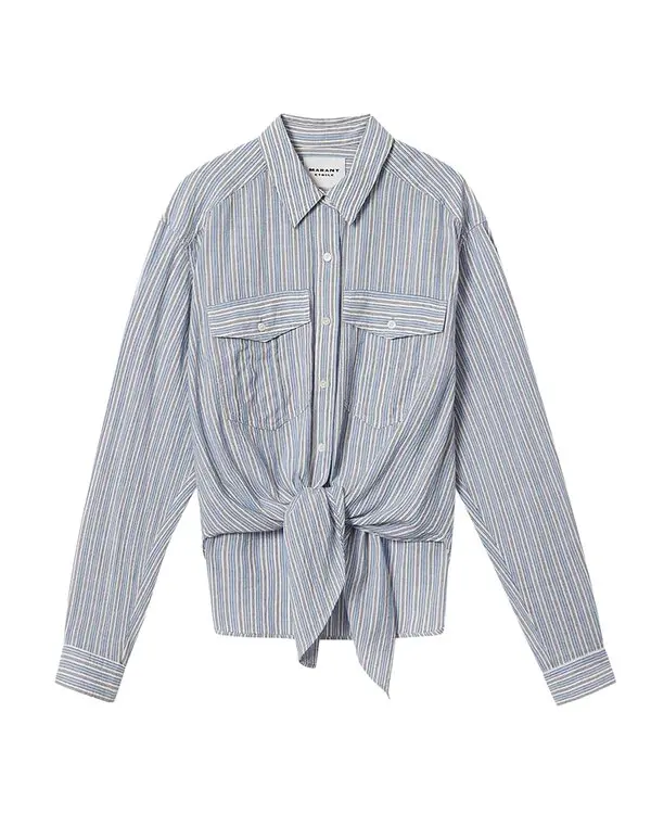 MARANT ETOILE Striped Tie-front Button-up Shirt - Blue