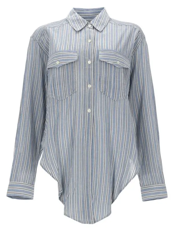 MARANT ETOILE Striped Cotton Button-up Shirt - Azure