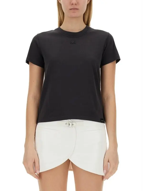 COURREGES Logo-embroidered Cotton T-shirt