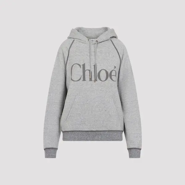 Chloé Logo-print Hooded Sweatshirt - Grey