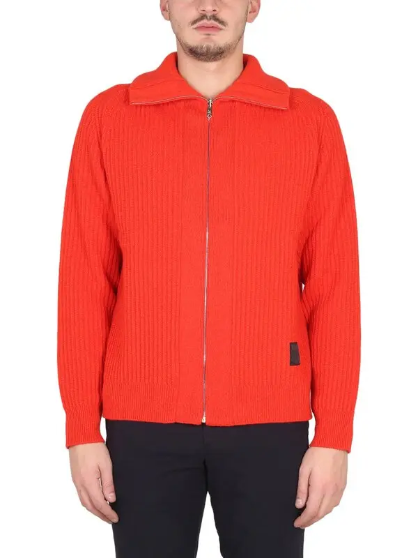 Paul Smith Wool Zipper Cardigan - Orange