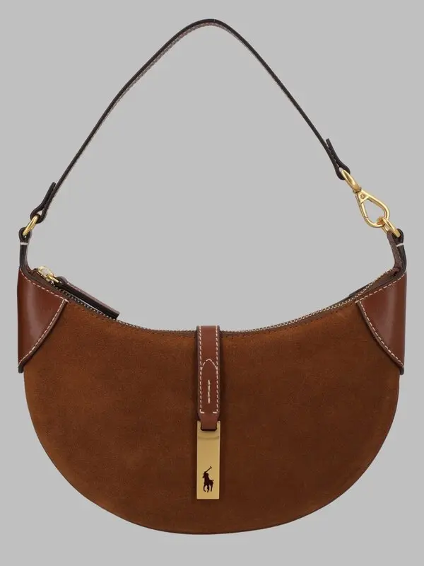 Polo Ralph Lauren Suede Crescent Shoulder Bag - Brown