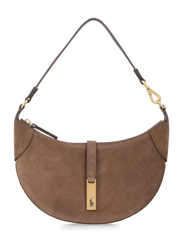 Polo Ralph Lauren Suede Crescent Shoulder Bag - Ginger Bread