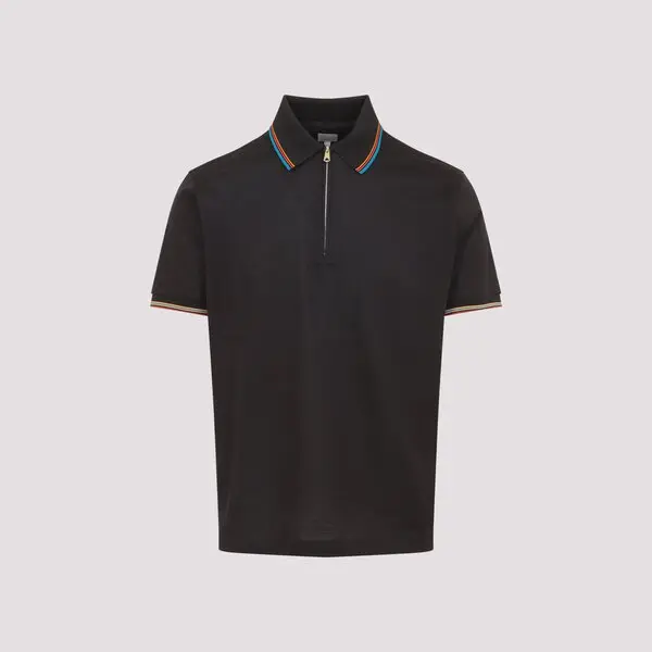 Paul Smith Cotton Stripe Trim Polo Shirt - Brown
