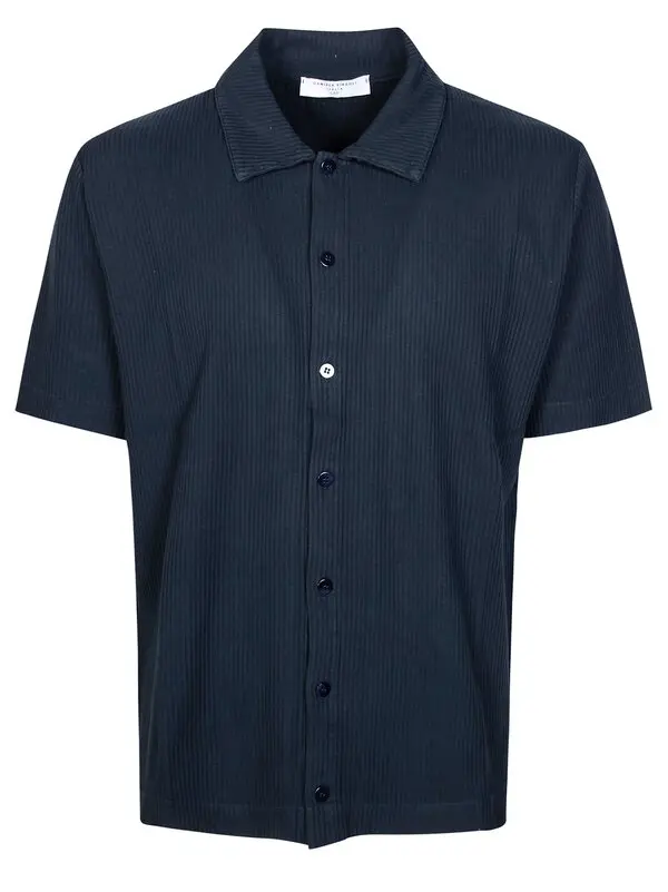 DANIELE FIESOLI Short Sleeve Ribbed Mini Shirt For - Blu