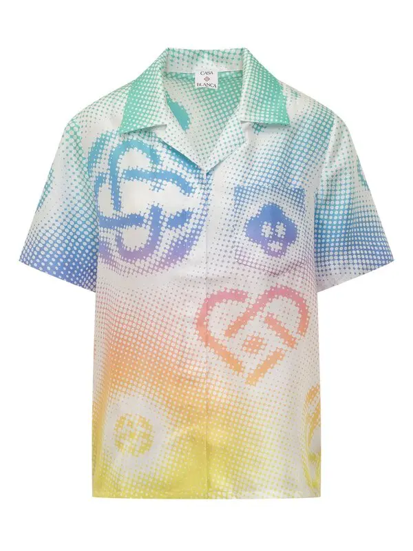 Casablanca Silk Mini Cuban Collar Printed Shirt