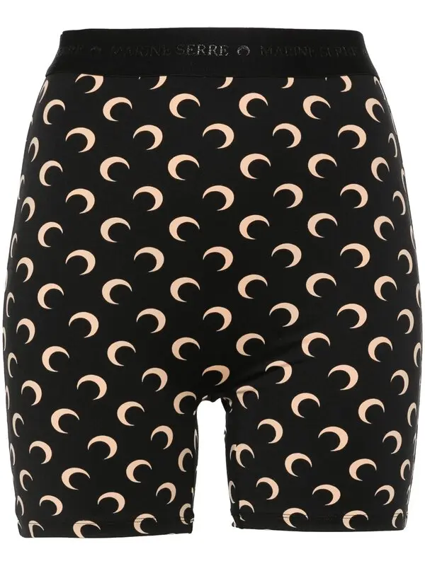 MARINE SERRE Mini Waistband Leggings In Allover Moon Print Size - Nero