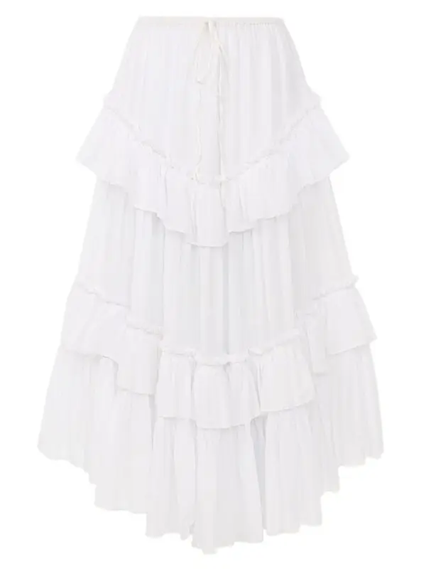 Chloé Fluid Tiered Mini Skirt With Drawstring Waist Size - Bianco