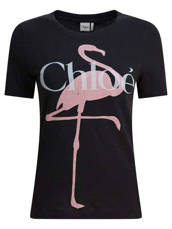 Chloé Cotton Logo Long Sleeve T-shirt Regular Fit - Black