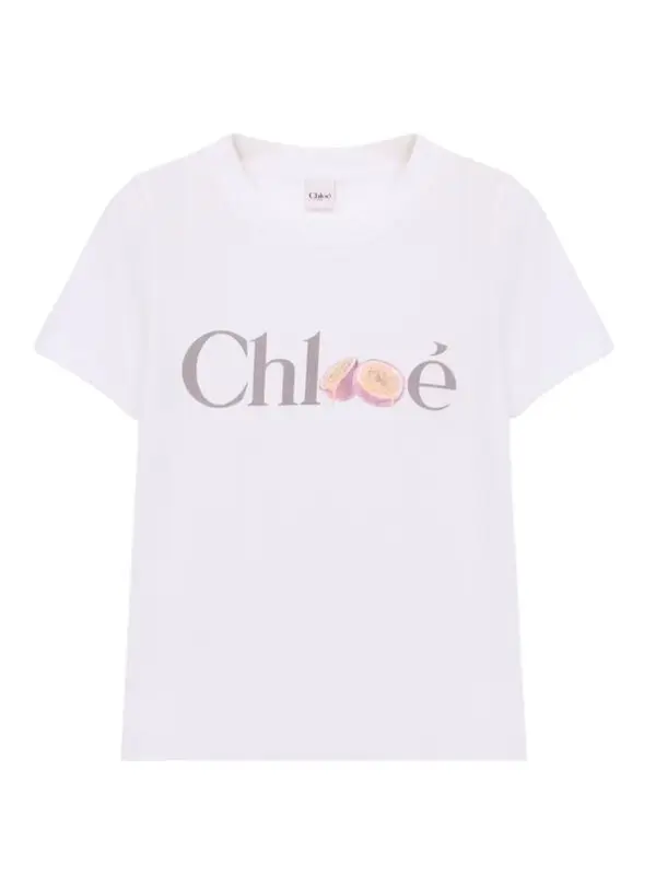 Chloé Cotton T-shirt With Front Logo - Bianco