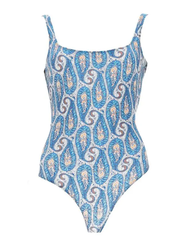 Etro High-waisted Swimsuit With Floral Motif - Blue