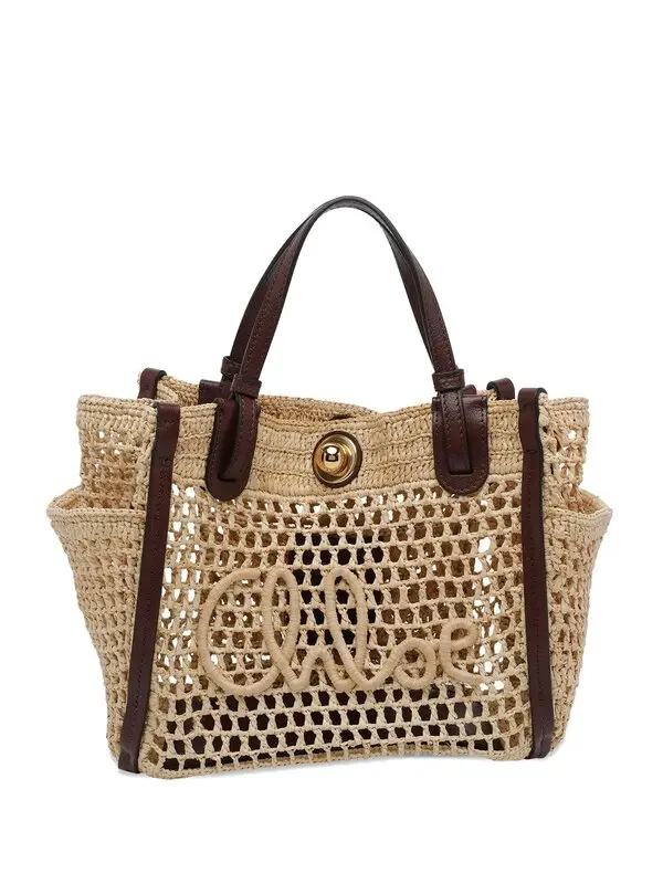 Chloé Woven Mini Tote Bag - Beige