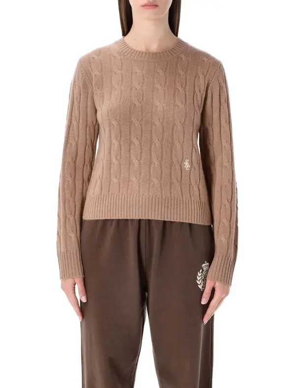 SPORTY & RICH Cropped Cable-knit Sweater - Brown