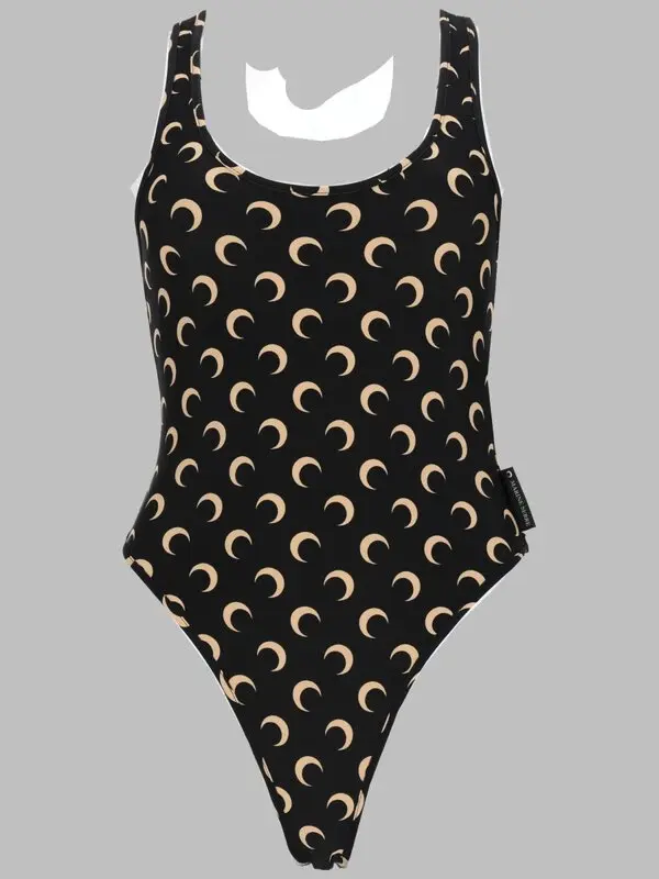 MARINE SERRE Printed One-piece Swimsuit - Black