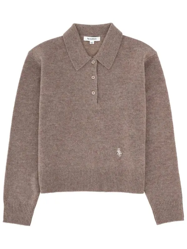 Sporty & Rich Cashmere Wool Polo Shirt - Brown