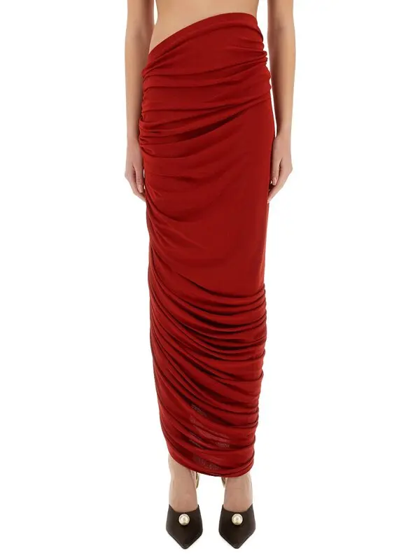Magda Butrym Asymmetrical Draped Midi Skirt - Red