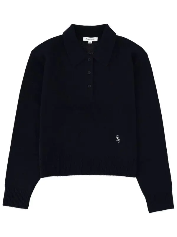 Sporty & Rich Cashmere Wool Blend Polo Shirt - Blue