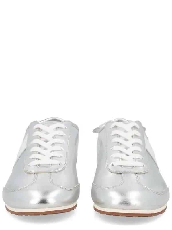 MARINE SERRE Metallic Low-top Lace-up Sneakers - Silver