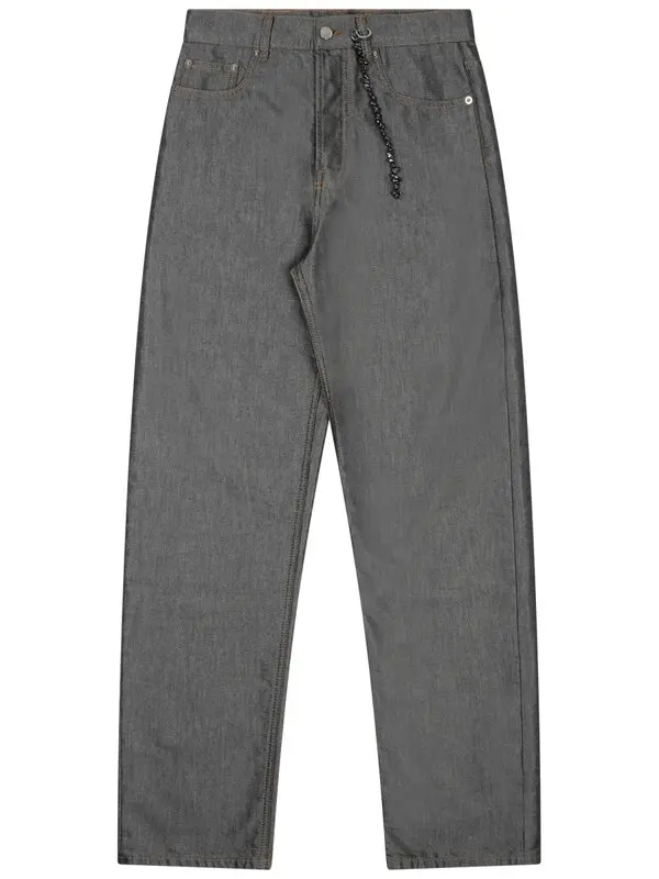 DARKPARK Chain Adorned Relaxed Fit Lurex Denim Jeans - Grey