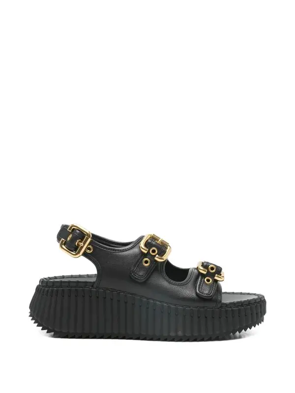 Chloé Slip-on Logo Sandals - Black