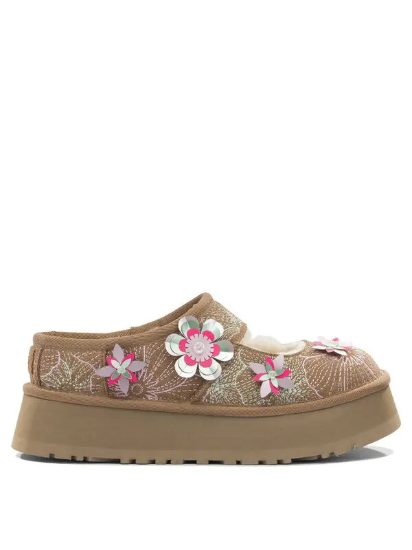UGG Embellished Floral Platform Ballerinas - Brown