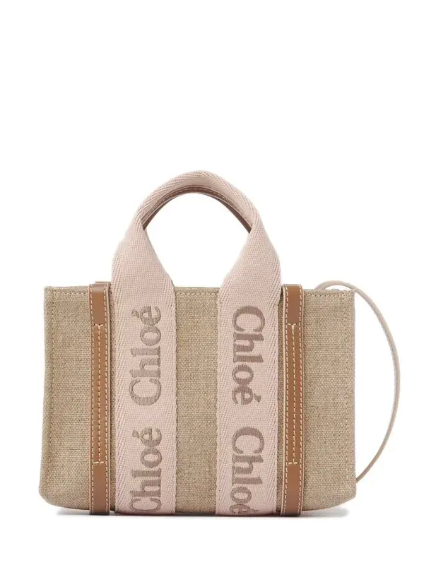 Chloé Mini Bag With Iconic Logo And Versatile Straps - Beige