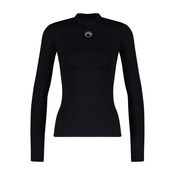 MARINE SERRE Moon-logo Long-sleeve T-shirt - Black