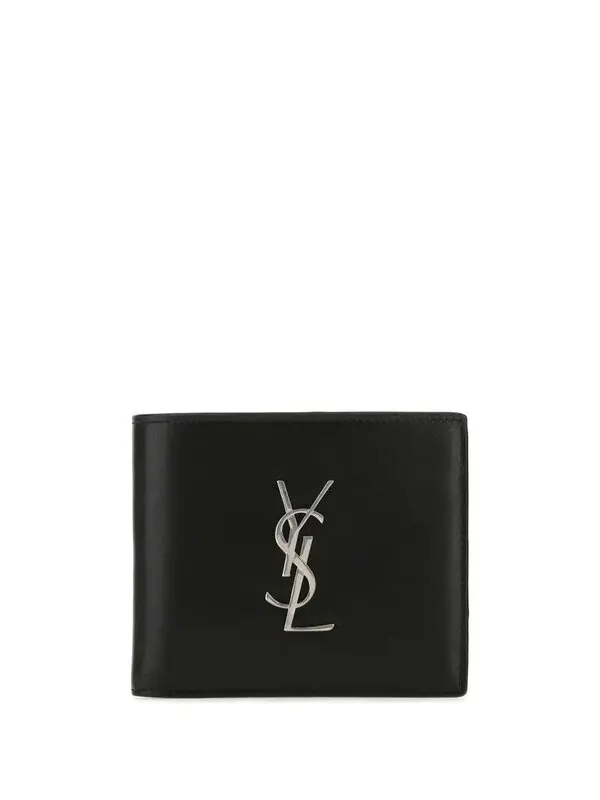 Saint Laurent Mini Cassandre Etch Wallet - Black