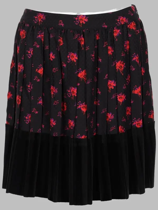 Alexander McQueen Floral Pleated Mini Skirt