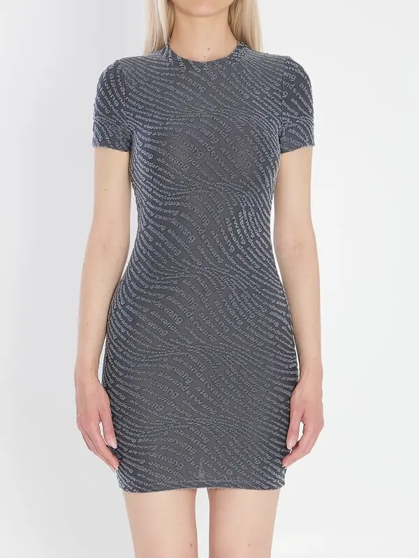Alexander Wang T Logo-embossed Short-sleeve Dress - Grey