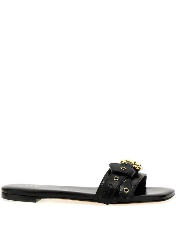 Chloé Chic Mae Flat Sandals - Black