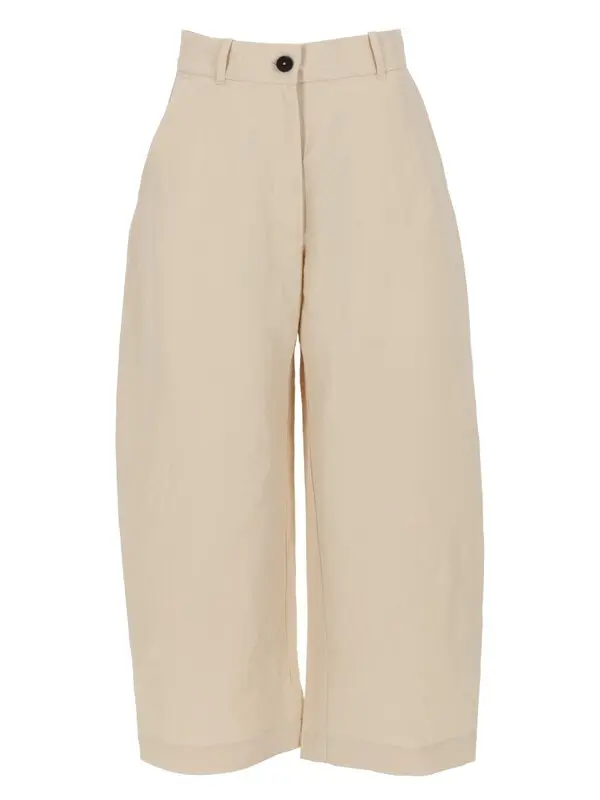 Studio Nicholson Wide Leg Cotton Trousers - Beige