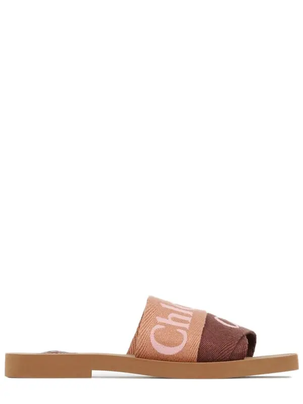Chloé Ribbon Detail Flat Sandals - Marrone