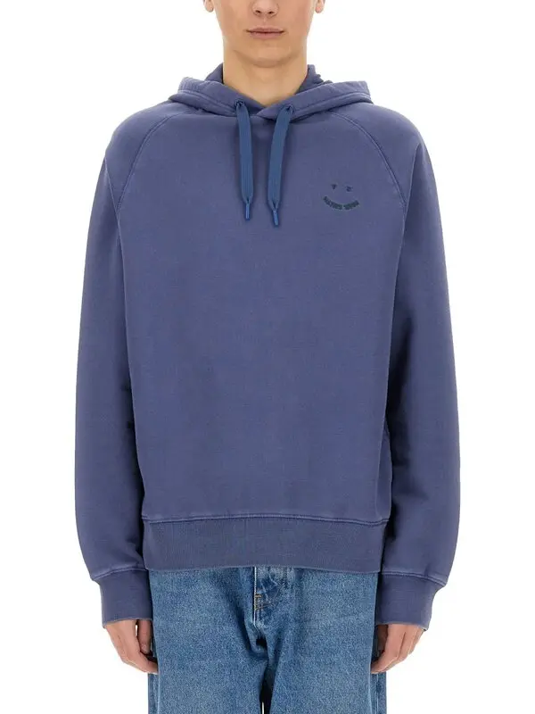 Paul Smith Happy Hoodie" Organic Cotton Pullover - Blue