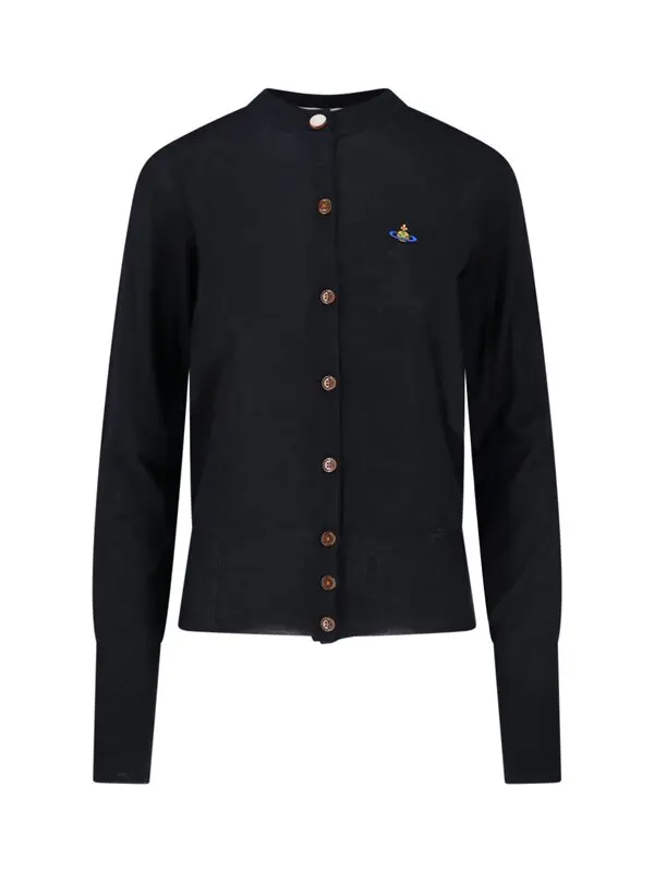 VIVIENNE WESTWOOD Embroidered Wool And Silk-blend Cardigan - Black
