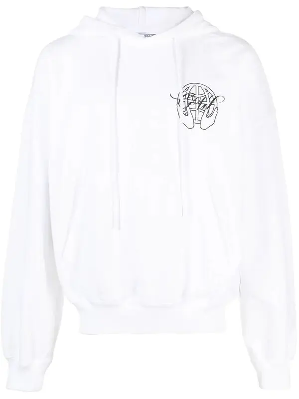 Off-White Hooded Sweatshirt With Logo Detail - White