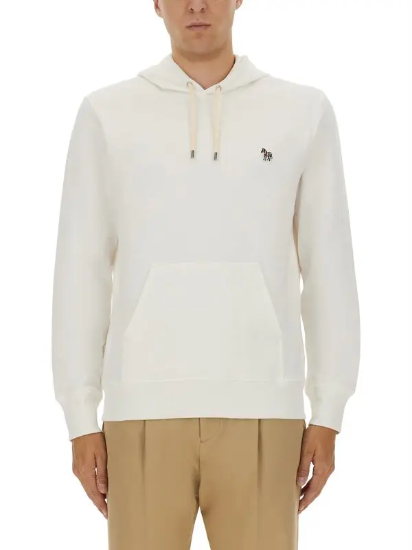 Paul Smith Organic Cotton Hoodie With Logo Detail - White