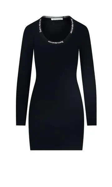 Alexander Wang Logo Jacquard Scoop Neck Bodycon Dress - Black