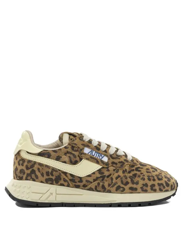 AUTRY Leopard Print Leather Sneakers - Brown