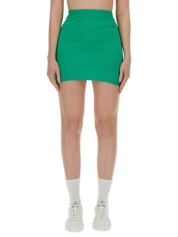 VIVIENNE WESTWOOD Bea Cotton Knit Mini Skirt - Green