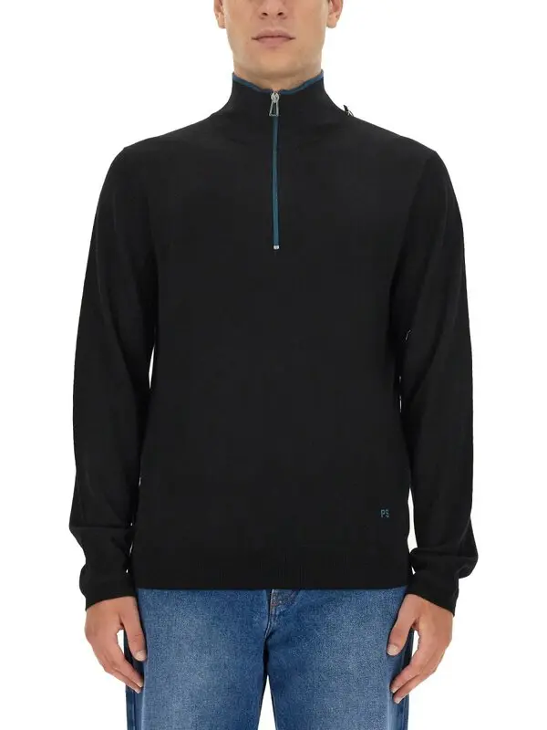 Paul Smith Quarter Zip Logo T-shirt