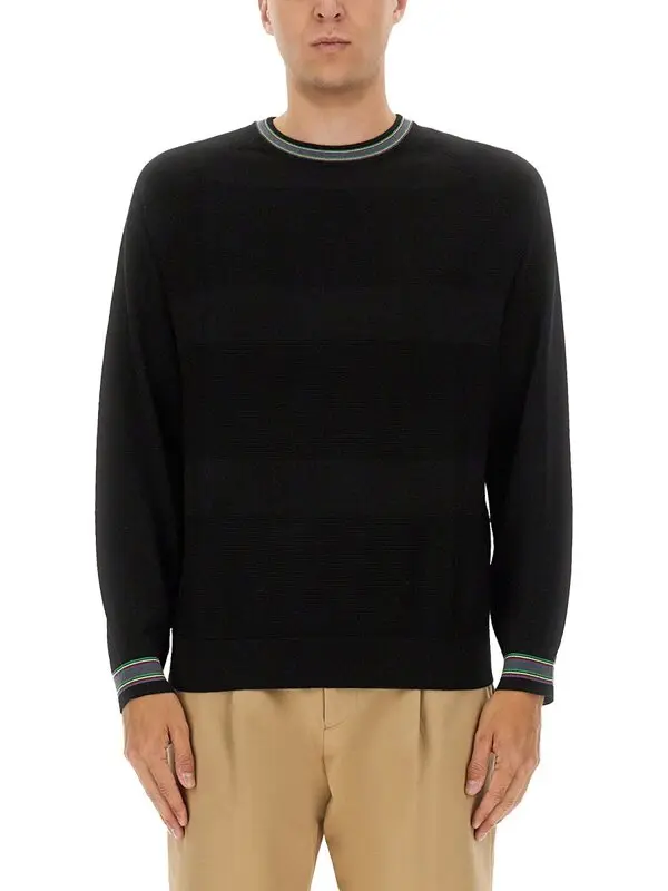 Paul Smith Wool And Cotton Ribbed Trim Sweater