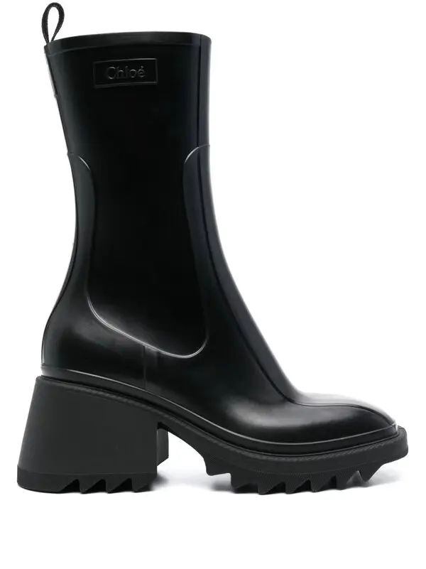 Chloé Back Loop Square Toe Boots With Internal Zip Closure And 50mm Heel - Black