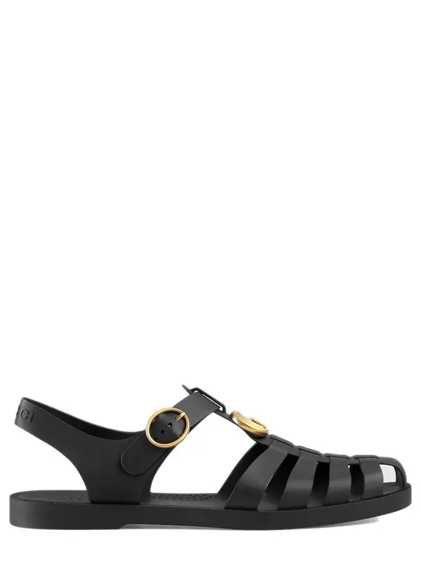 Gucci Double G Embellished Sandals - Black