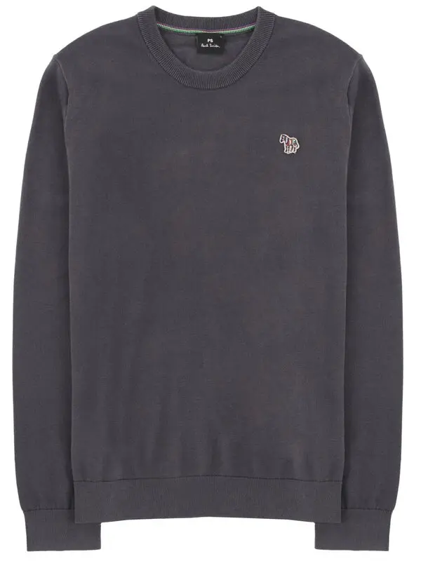 Paul Smith Crewneck Sweater With Embroidered Zebra Logo - Grey
