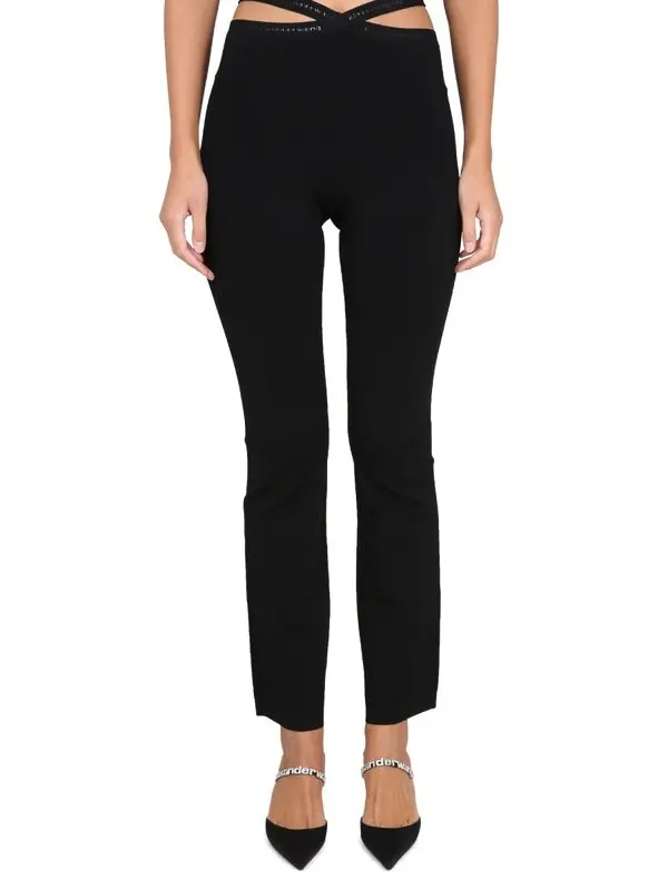 Alexander Wang T Criss-cross Logo-trim Leggings - Black