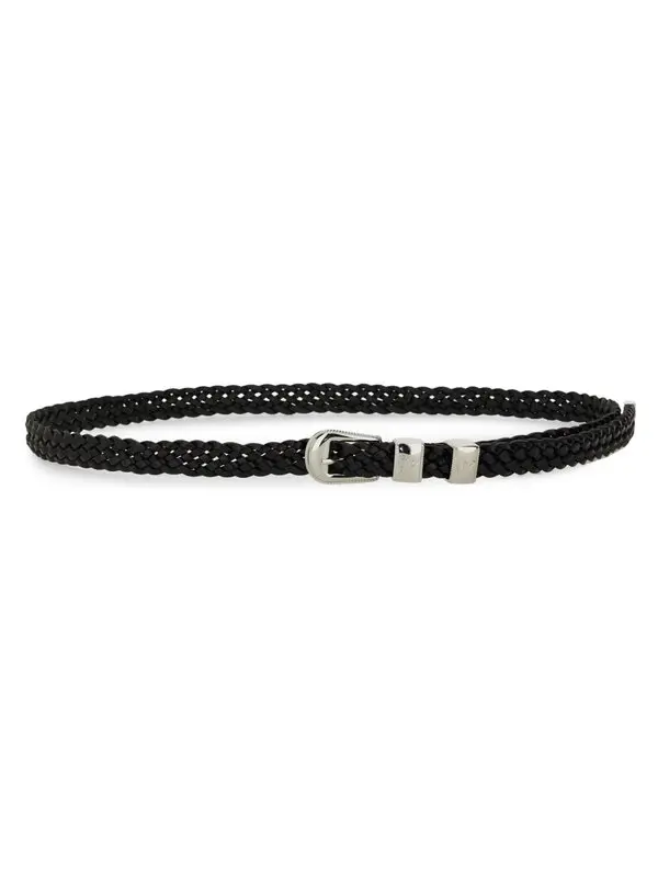 WOBURN WALK Braided Leather Belt - Black