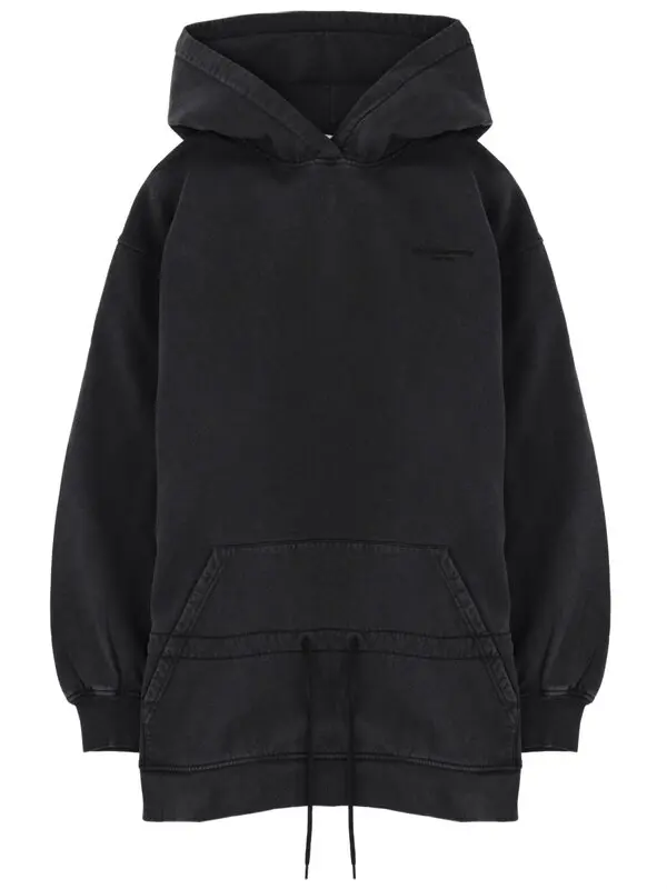 Alexander Wang T Oversized Hooded Sweatshirt Dress - Black